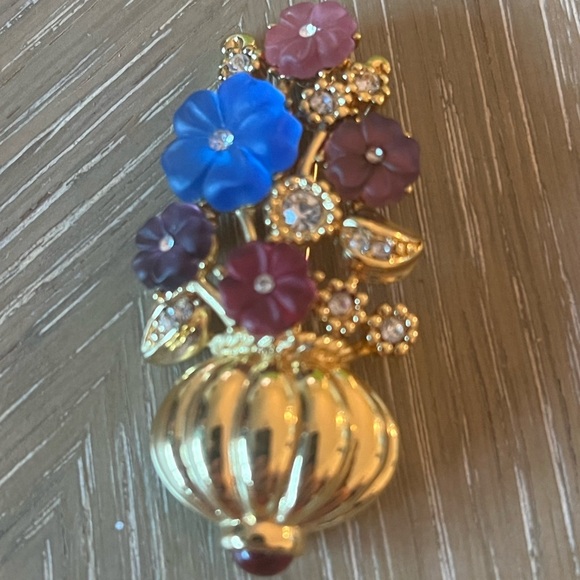 Trifari | Jewelry | Trifari Blue And Purple Brooch With Floral Design ...